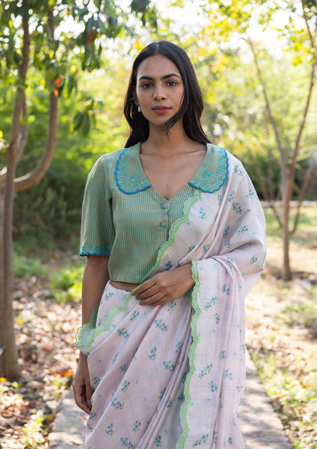 Wildflower Kiss Pink Saree – Story Of India